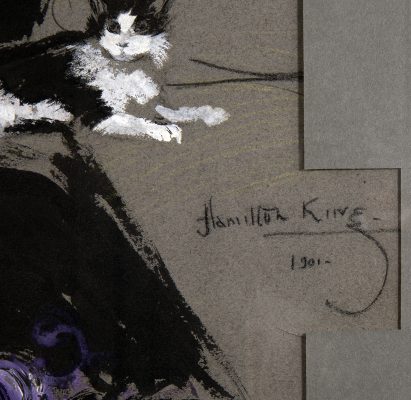 Reading Victorian Maiden with Kitten • Grapefruit Moon Gallery